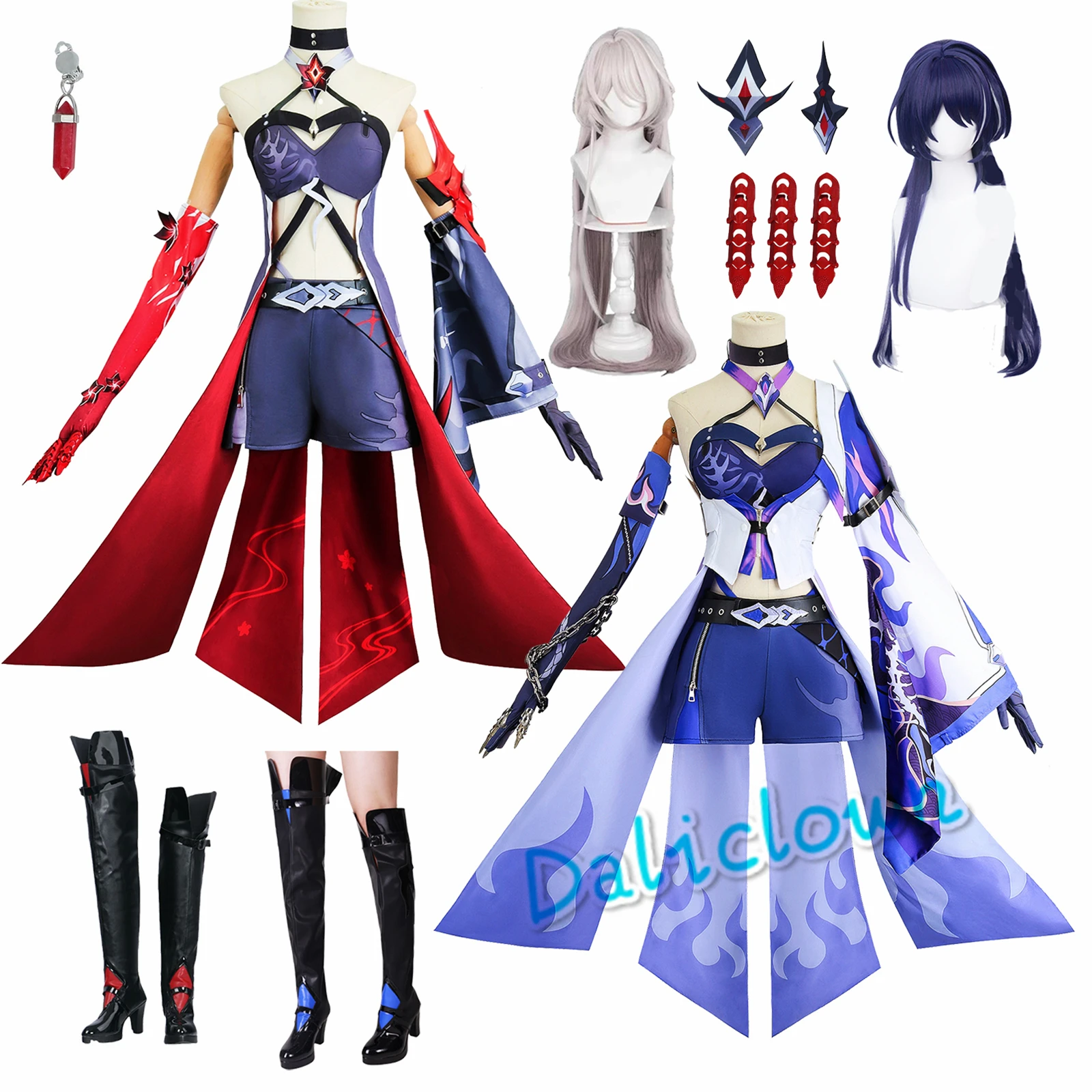 Acheron-Cosplay-HSR-Honkai-Star-Rail-Costume-Dress-Wig-Shoes-Boots ...