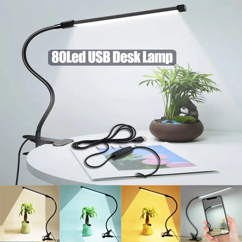 Led Desk Office Lamp Bedside Bed 360°folding Clamp 10 Gears Adjustable ...