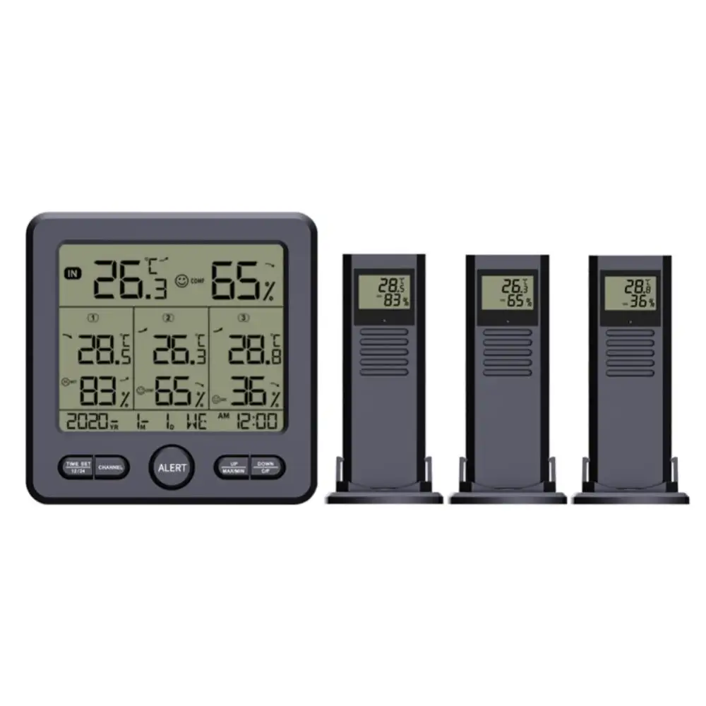 Wireless-Digital-Thermometer-Hygrometer-With-3-Remote-Sensors-Weather ...