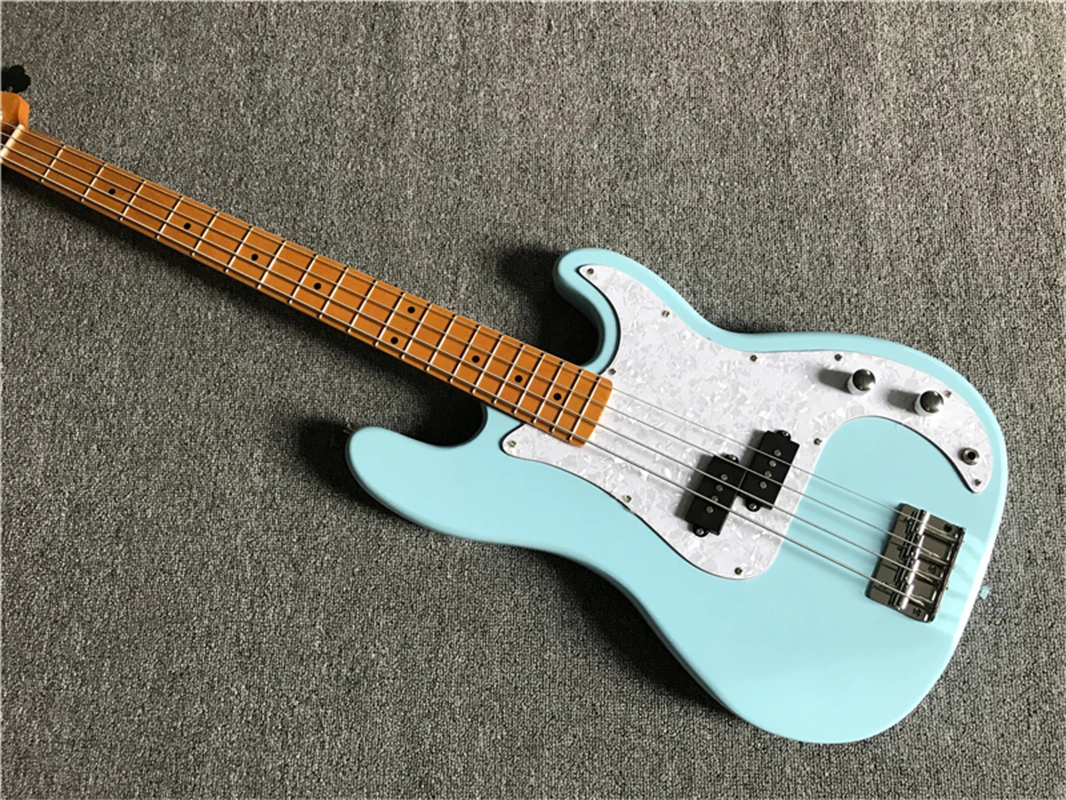 Factory-Light-Blue-4-Strings-Electric-Bass-Guitar-Maple-Fretboard ...