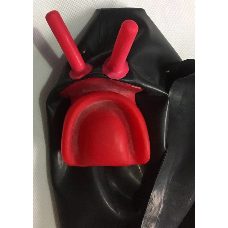 Latex-Kap-Sexy-Fetish-Zwart-Met-Transparant-Zwart-Rubber-Masker-Met ...