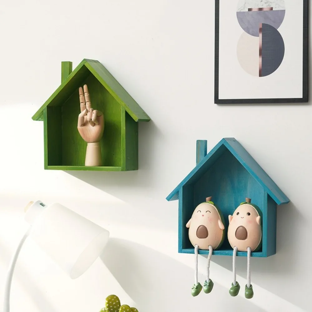 Retro-Small-House-Shelf-Floating-Shelves-Nostalgia-Hut-Shape-Wood-Wall ...