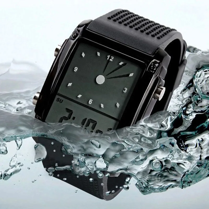 Fashion-Rectangle-Watch-Men-Led-Digital-Watches-LED-Colorful-Dual-Time ...