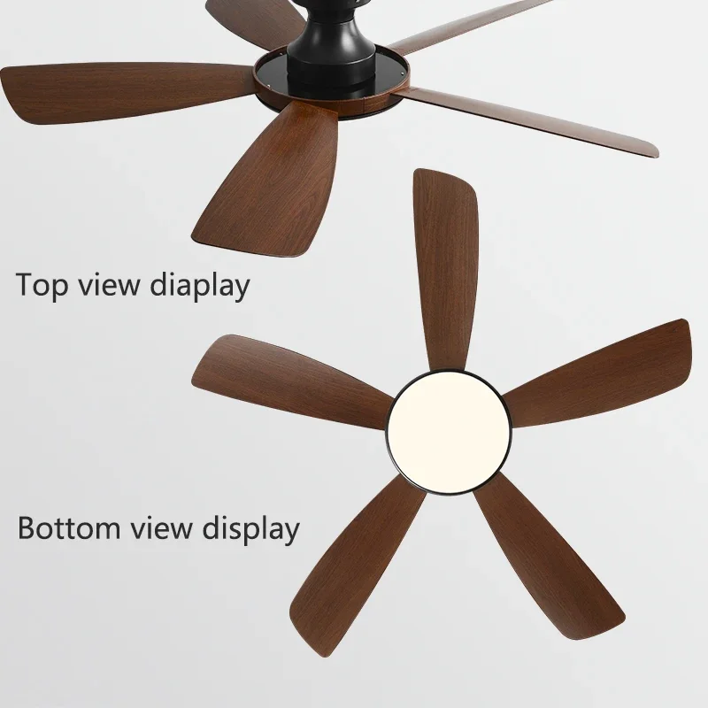 Low-Floor-Ceiling-Fan-LED-Light-Modern-Black-ABS-Blade-DC-Remote ...