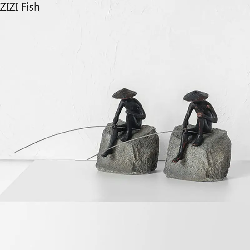 Creative-Fishermen-Bookends-Library-Bookshelf-Crafts-Ornaments-Fishing ...