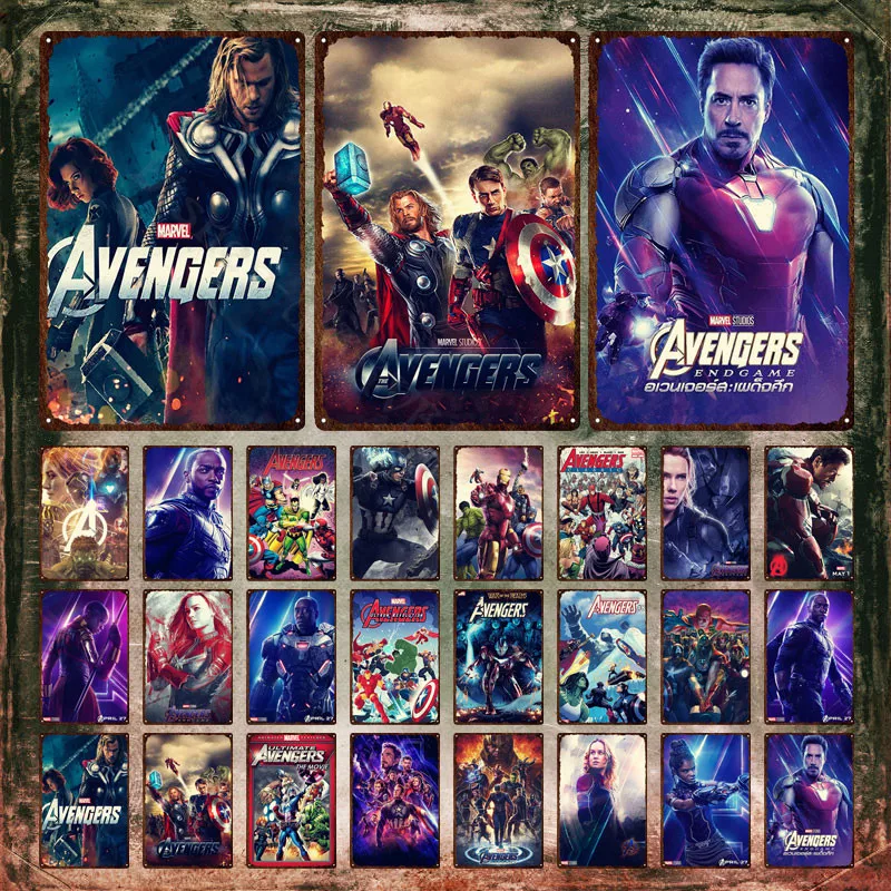 Marvel-letreros-de-Metal-de-los-vengadores-pegatinas-de-pared-de-placa ...