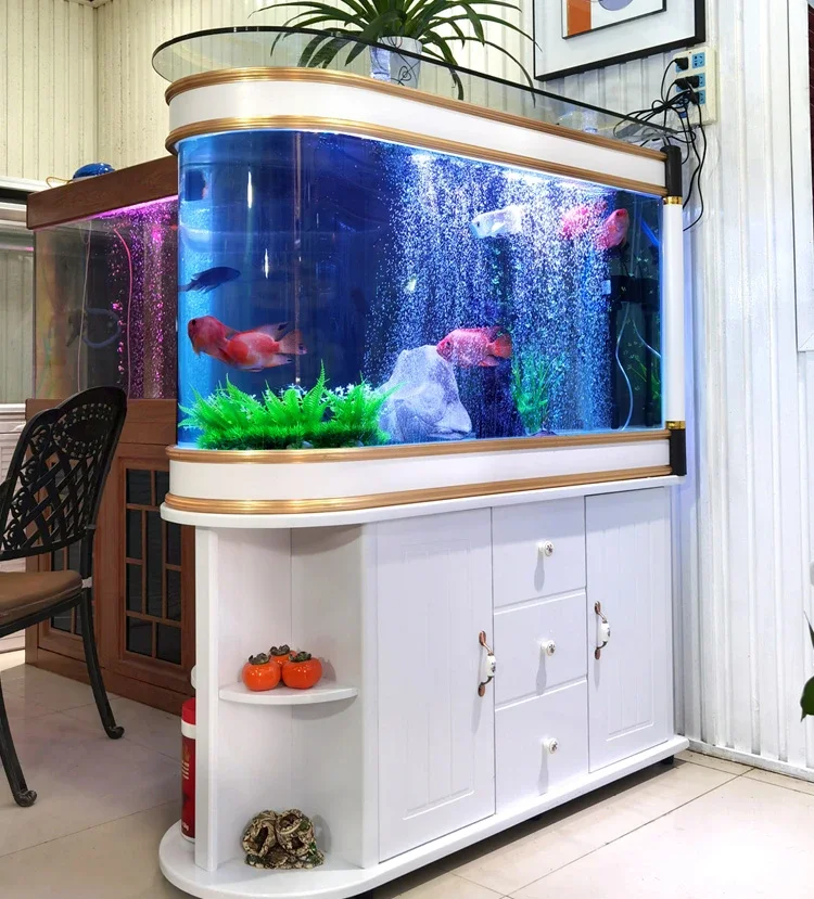 Bullet-Fish-Tank-Aquarium-Living-Room-Small-Household-Large-Bottom ...