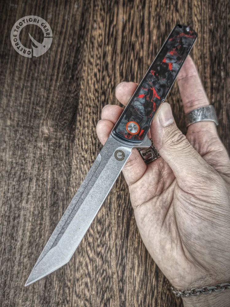 CRETACE-KNIVES-HECATE-Series-Tanto-Blade-Foding-Knife-D2-Steel-Red ...