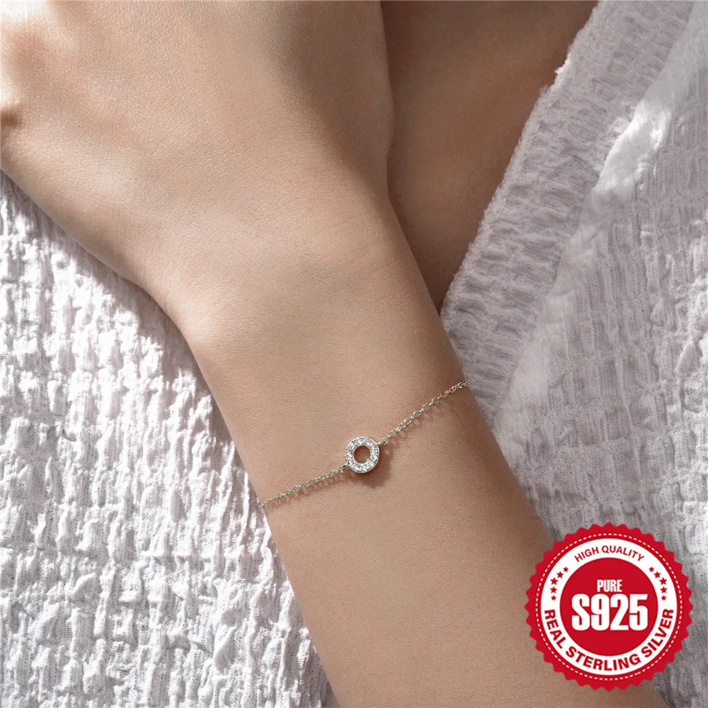 CANNER-S925-Silver-Korean-Geometric-Zircon-Bracelet-For-Women-Fashion-Circle-Charm-Chain-Bangle ...