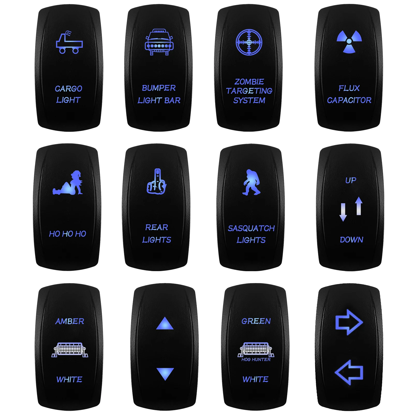 12V Waterproof Blue LED Rocker Switch SPST DPDT ON-OFF-ON/ON-OFF UP ...