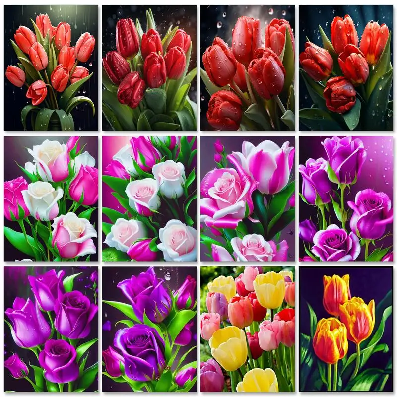 Gatyztory-Rahmen-DIY-Malerei-von-Zahlen-Kits-rote-Blumen-hand-bemalte-personal-isierte-Geschenk ...