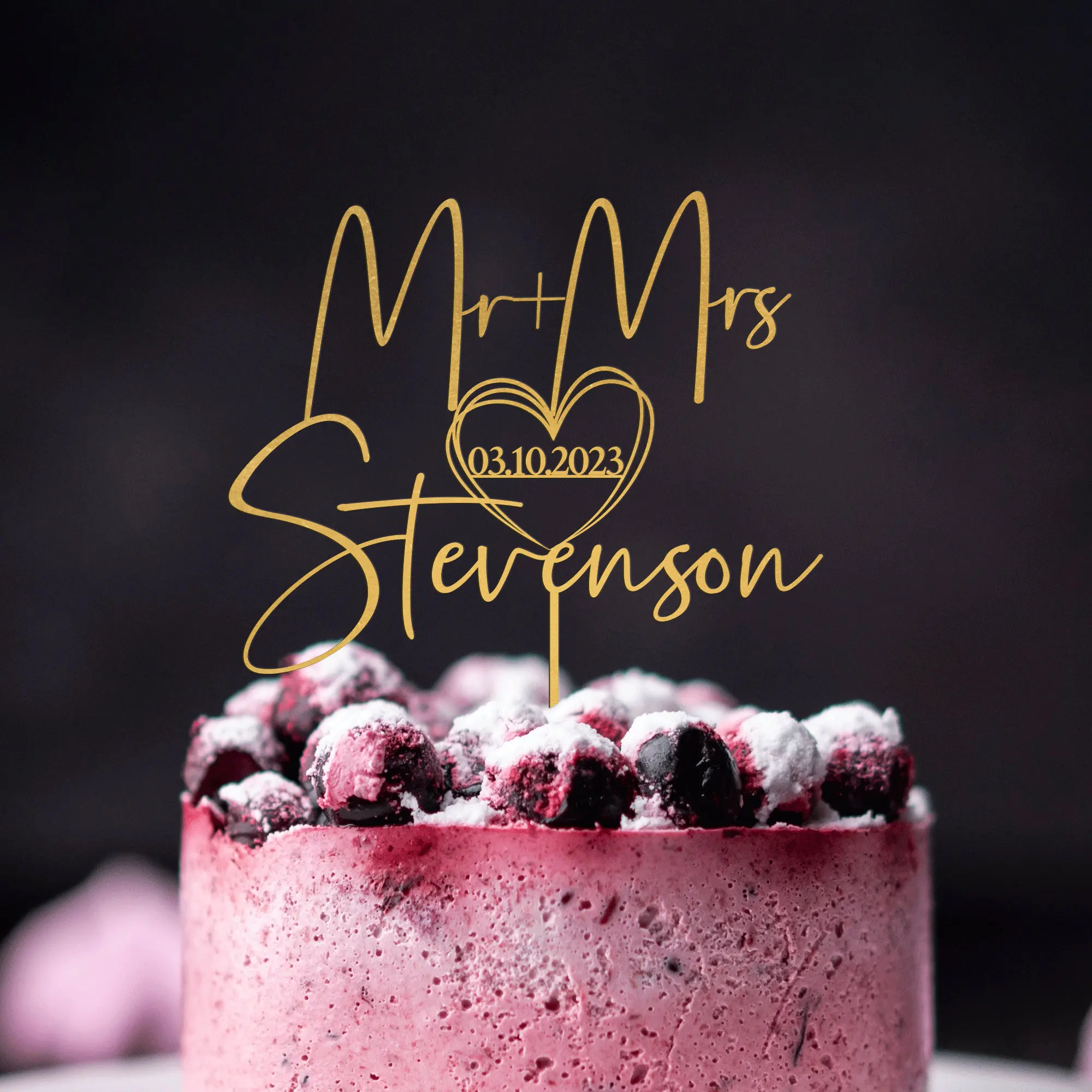 Personalized-Cake-Topper-with-a-heart-and-a-date-for-Groom-and-Bride-Mr ...