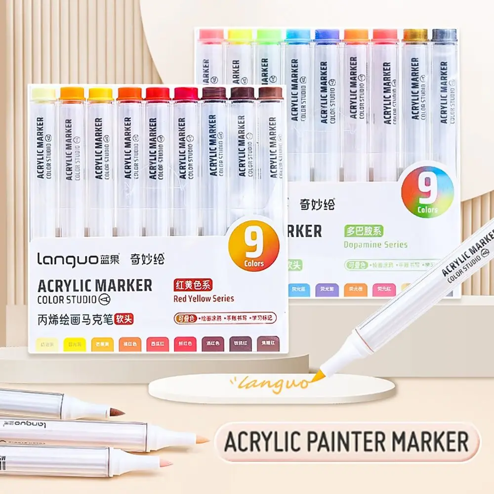 9-Colors-Marker-Pen-Art-Stationery-Stackable-Color-Acrylic-Pen-Learning ...