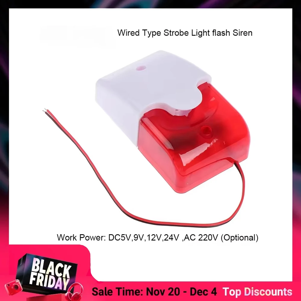Multi-Voltage Security Siren 5V/12V/24V/220V | 120dB Strobe Light ...