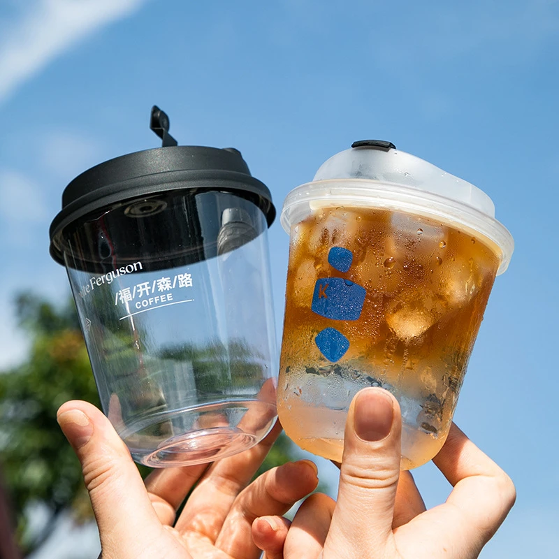 20PCS 300ml Drink Cups Takeaway with Lid Plastic Tumbler Matte Coffe ...