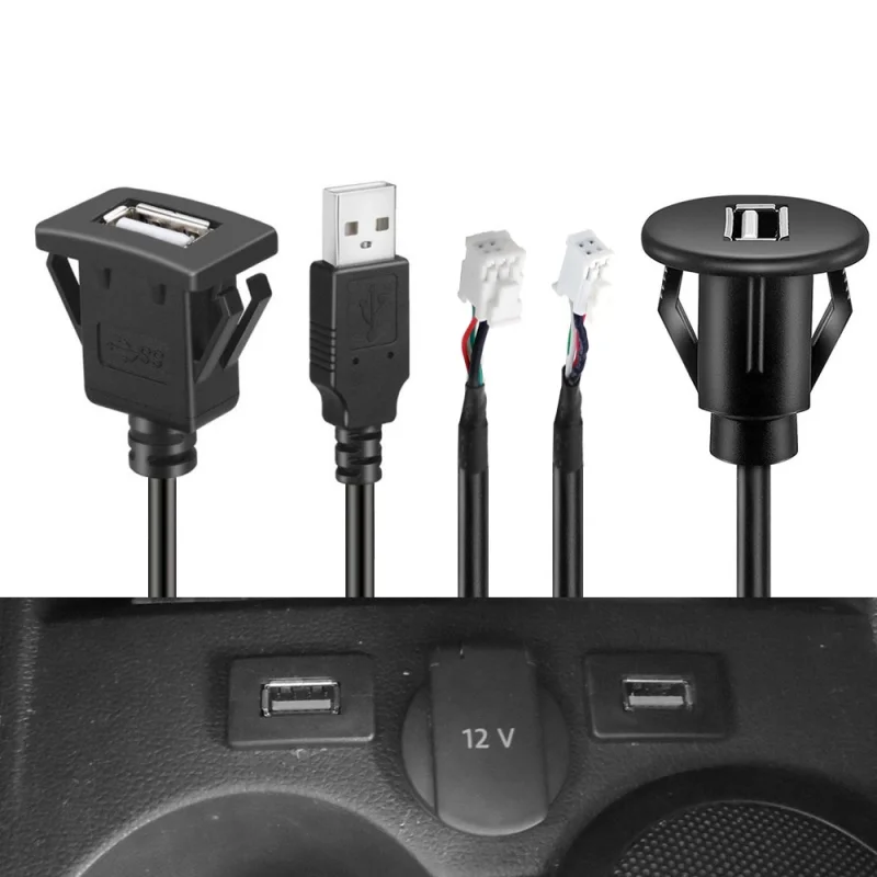 4 6 Pin to USB Dashboard Mount Panel Extension Cable Adapter for Car ...