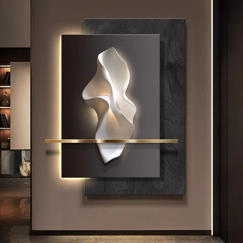 Modern Creative Abstract Mural Lighting Remote Dimming LED Wall Lamp Bedroom Study Living Room ...