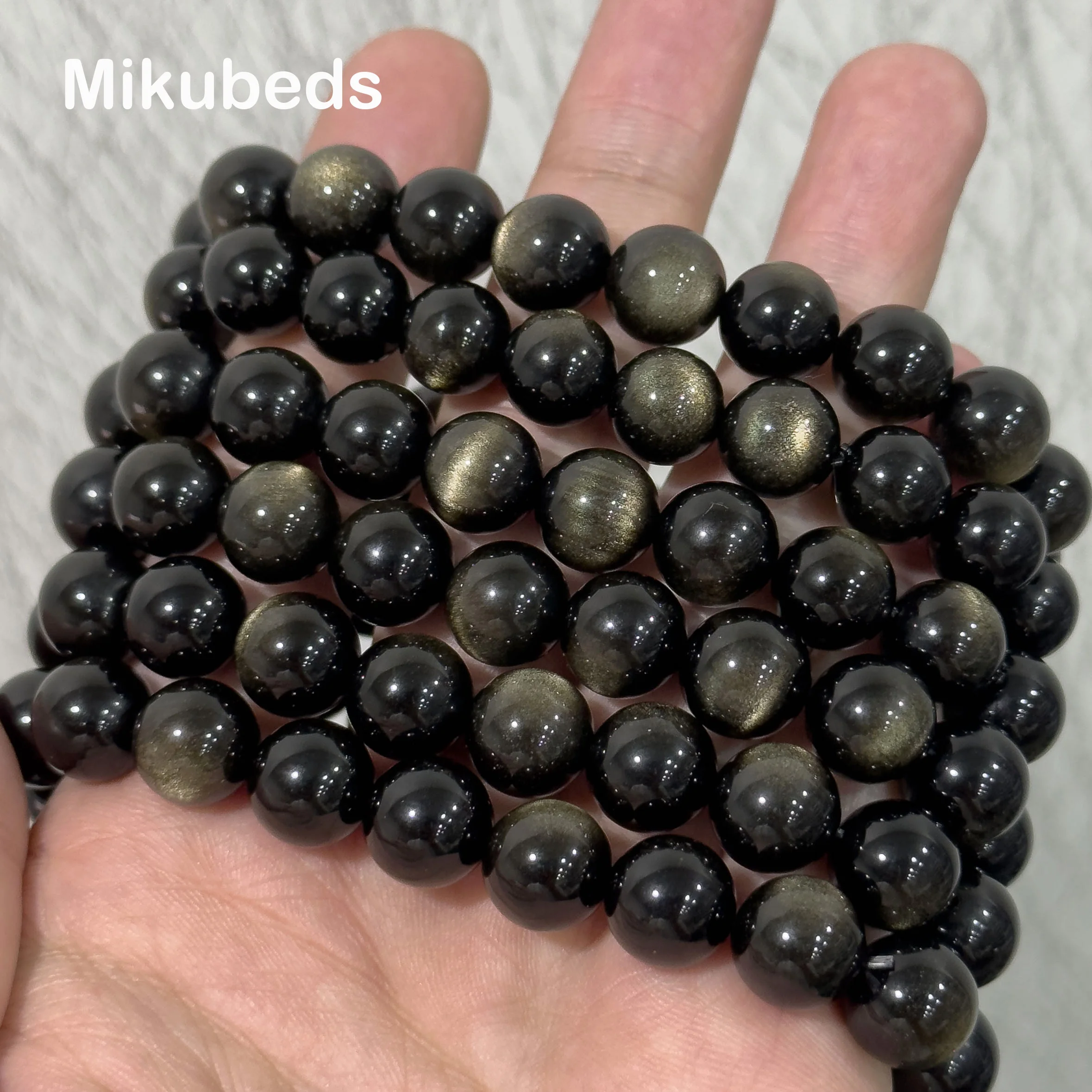 Wholesale-Natural-6A-10mm-Gold-Obsidian-Smooth-Round-Loose-Beads-For ...
