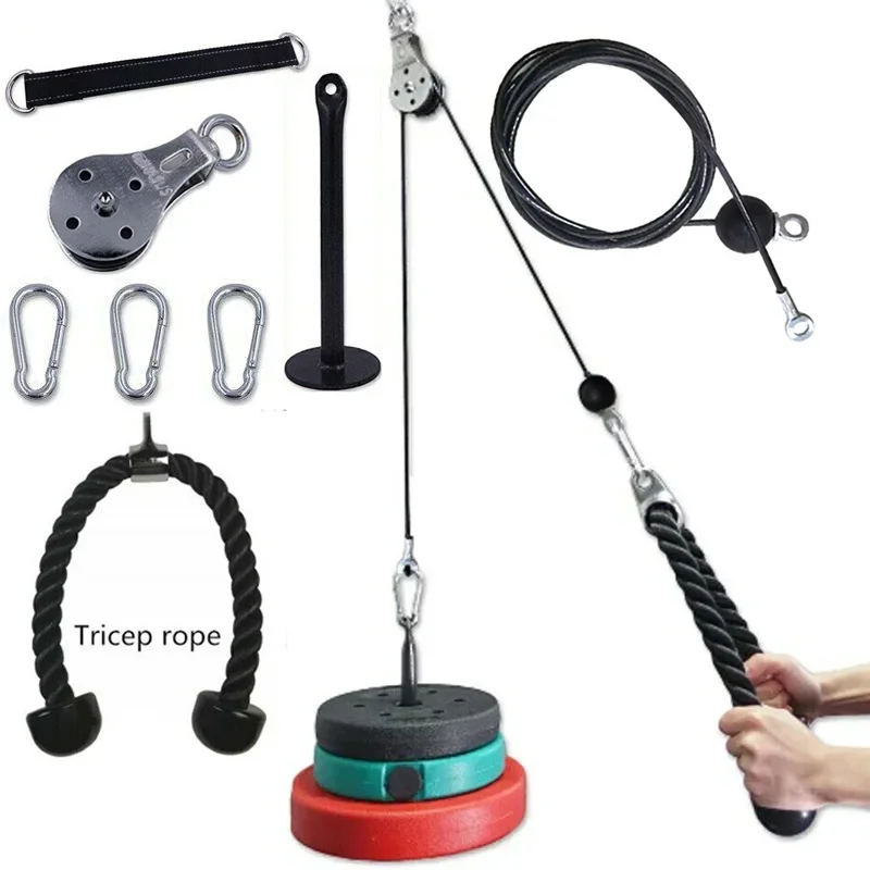Fitness-DIY-Pulley-Cable-Machine-Attachment-System-Arm-Biceps-Triceps ...