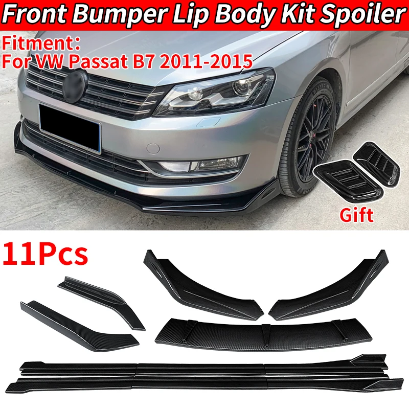 For VW Passat B7 2011-2015 Car Front Bumper Lip Body Kit Chin Spoiler ...