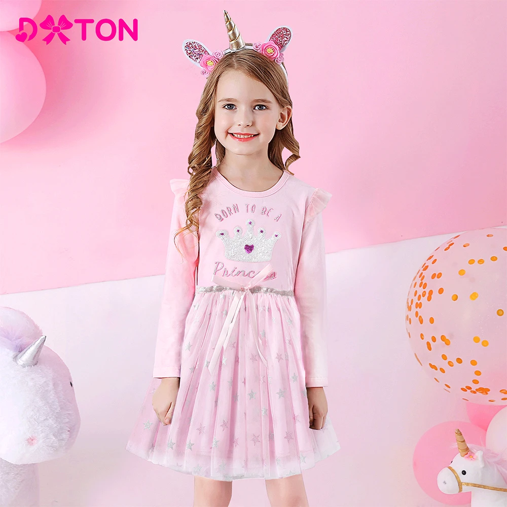Dxton Autumn Spring Children Clothes Sequined Girls Dress Princess Kids ...