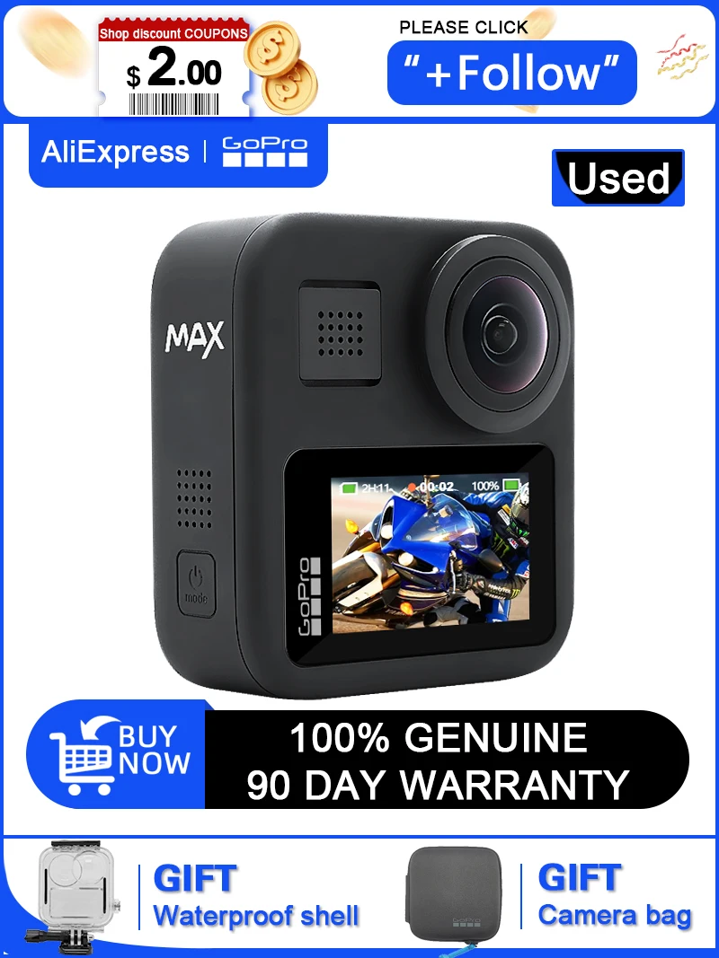 Used-GoPro-MAX-360-panoramic-motion-camera-Go-Pro-MAX-360-original ...