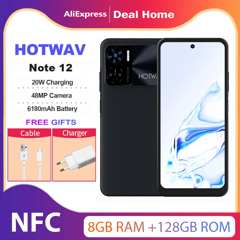 HOTWAV Note 12 8GB+128GB Smartphone 6.8'' HD+ Android 13 NFC Octa-Core ...