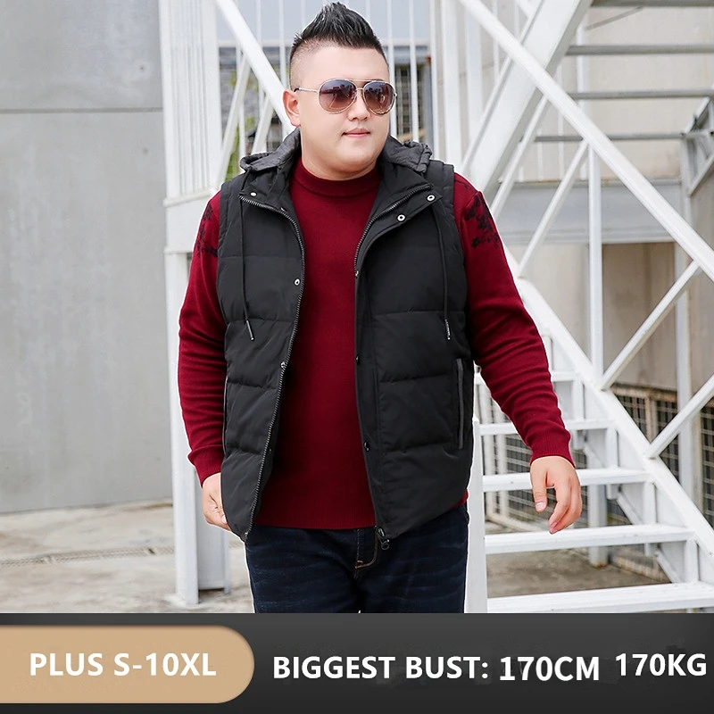 10XL-9XL-8XL-Waistcoat-Thick-Black-Sleeveless-White-Duck-Down-Vest-Warm ...
