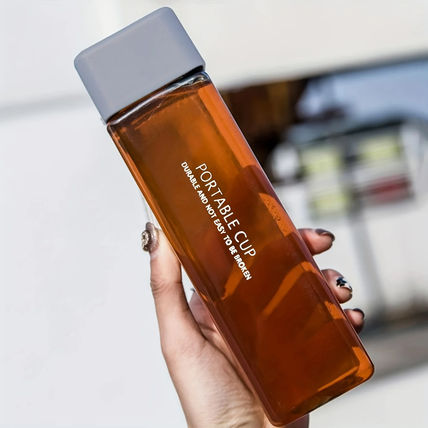 1PC-transparent-square-plastic-matte-water-cup-outdoor-cold-fruit-juice ...