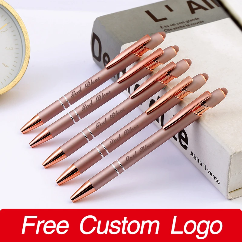 Simple Metal Rose Gold Ballpoint Pen Personalized Carving LOGO ...