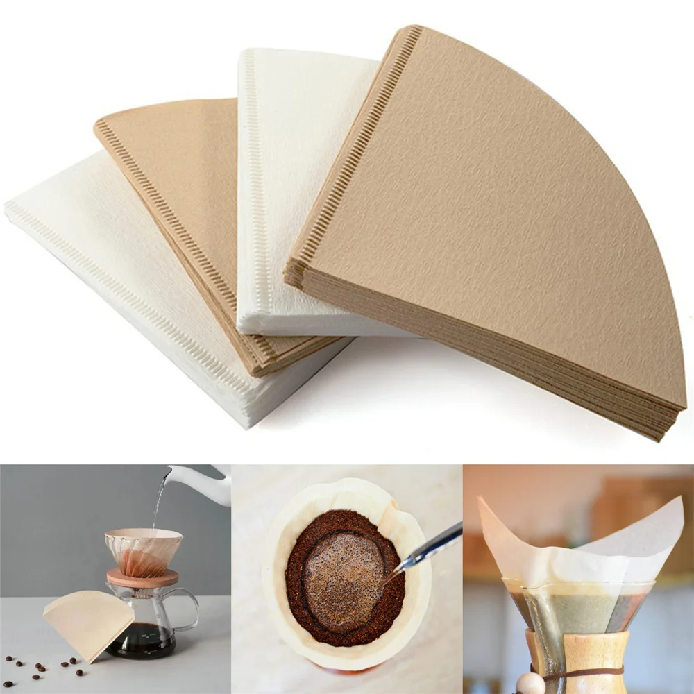 100pcs-Coffee-Filter-Paper-V-Shaped-Wood-Pulp-Drip-Paper-Cone-Coffee ...