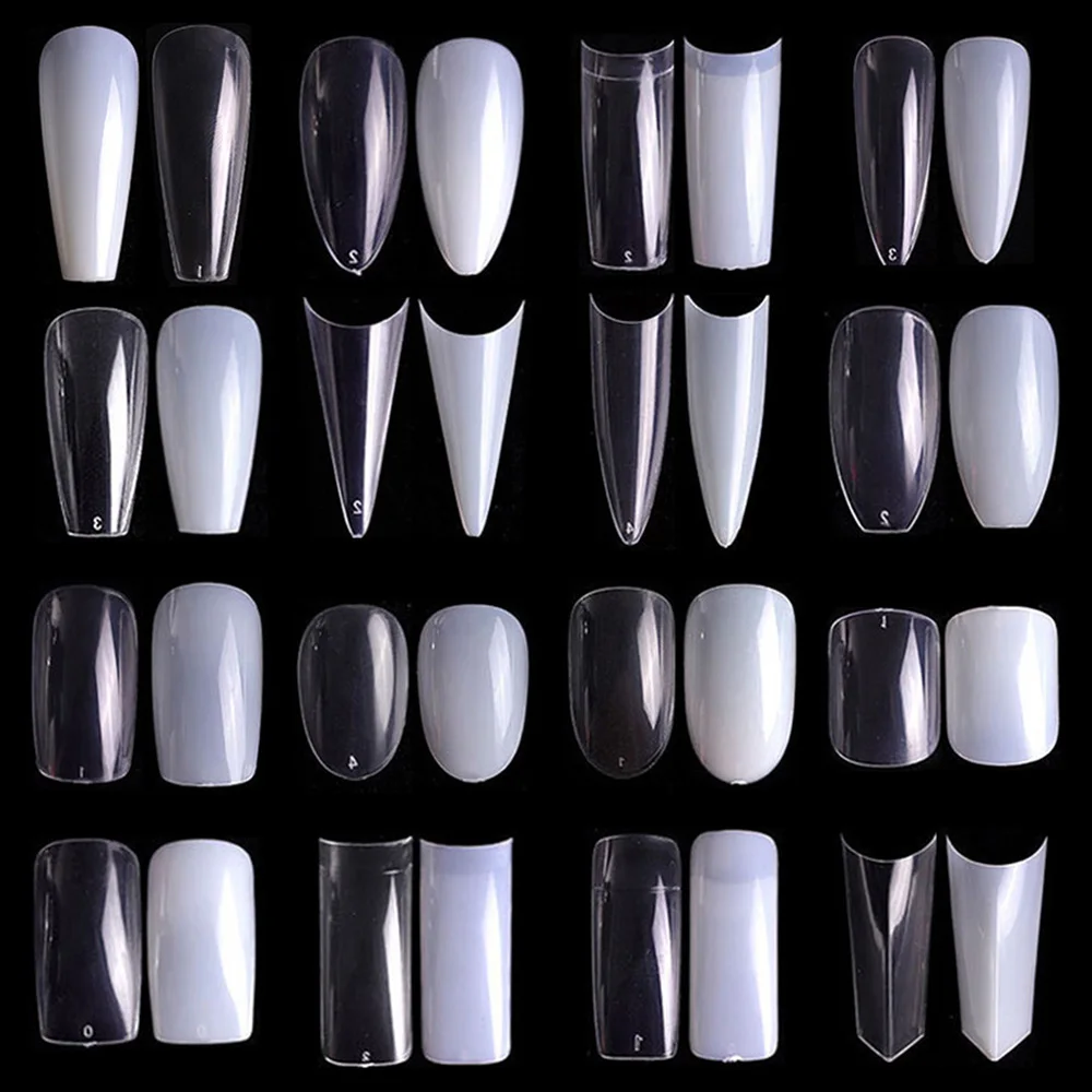 500pcs-bag-Fake-nails-21-models-Clear-Natural-False-Nail-Full-Cover ...
