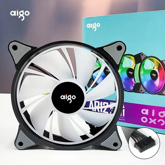 Aigo-argb ventilador para pc gamer, 120mm, aura sync, 120mm, argb, kit controlador silencioso ...