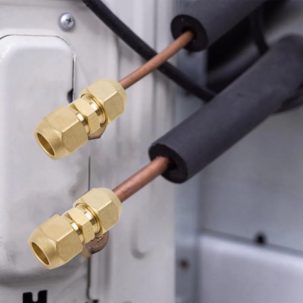 2PCS Air-Conditioning Copper Pipe Connector Extension 1/4"3/8"1/2"5/8 ...