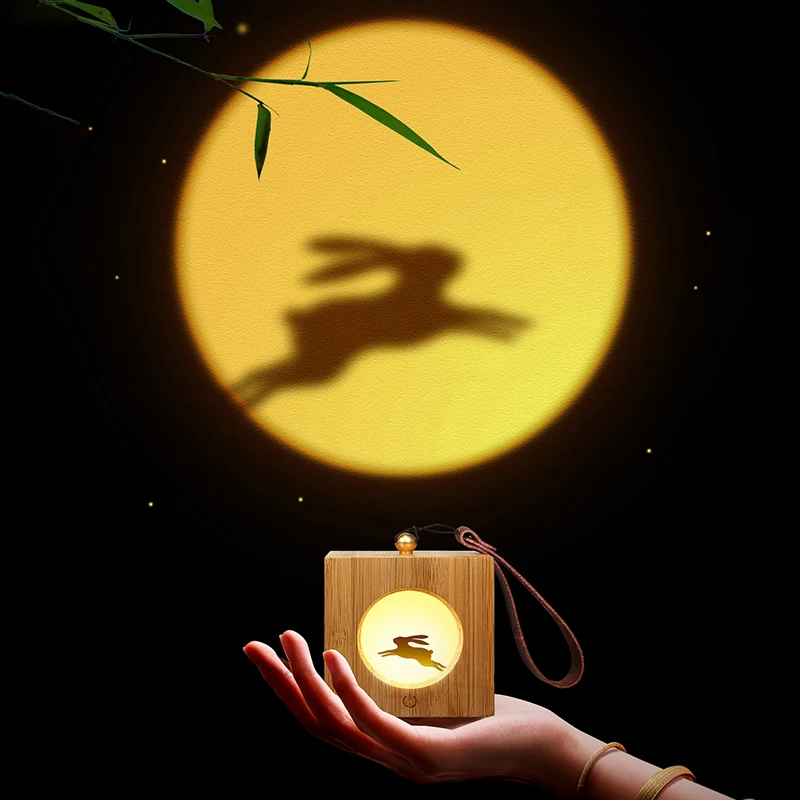 Moon Projection Lamp | Moon Rabbit Lighting | Hanging Moon Light ...