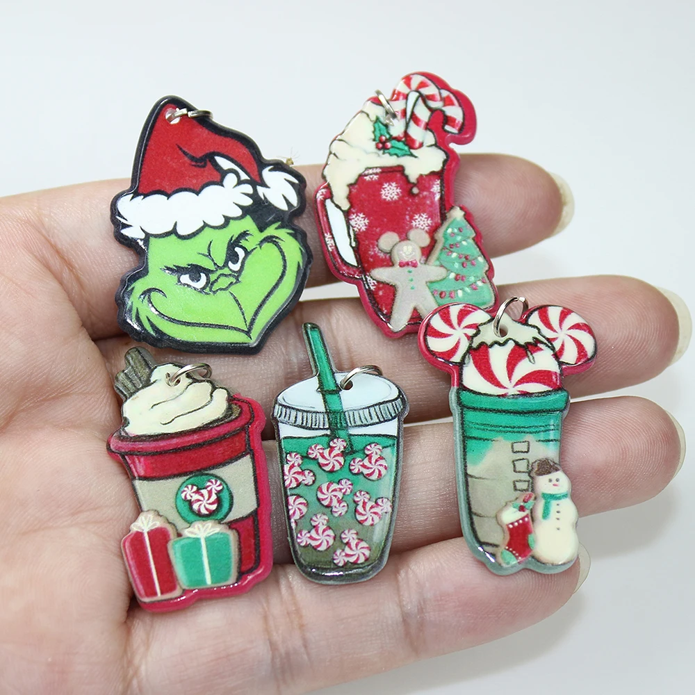 8Pcs-Lot-Acrylic-Christmas-Coffee-Creative-Charm-Pendant-For-Earring ...