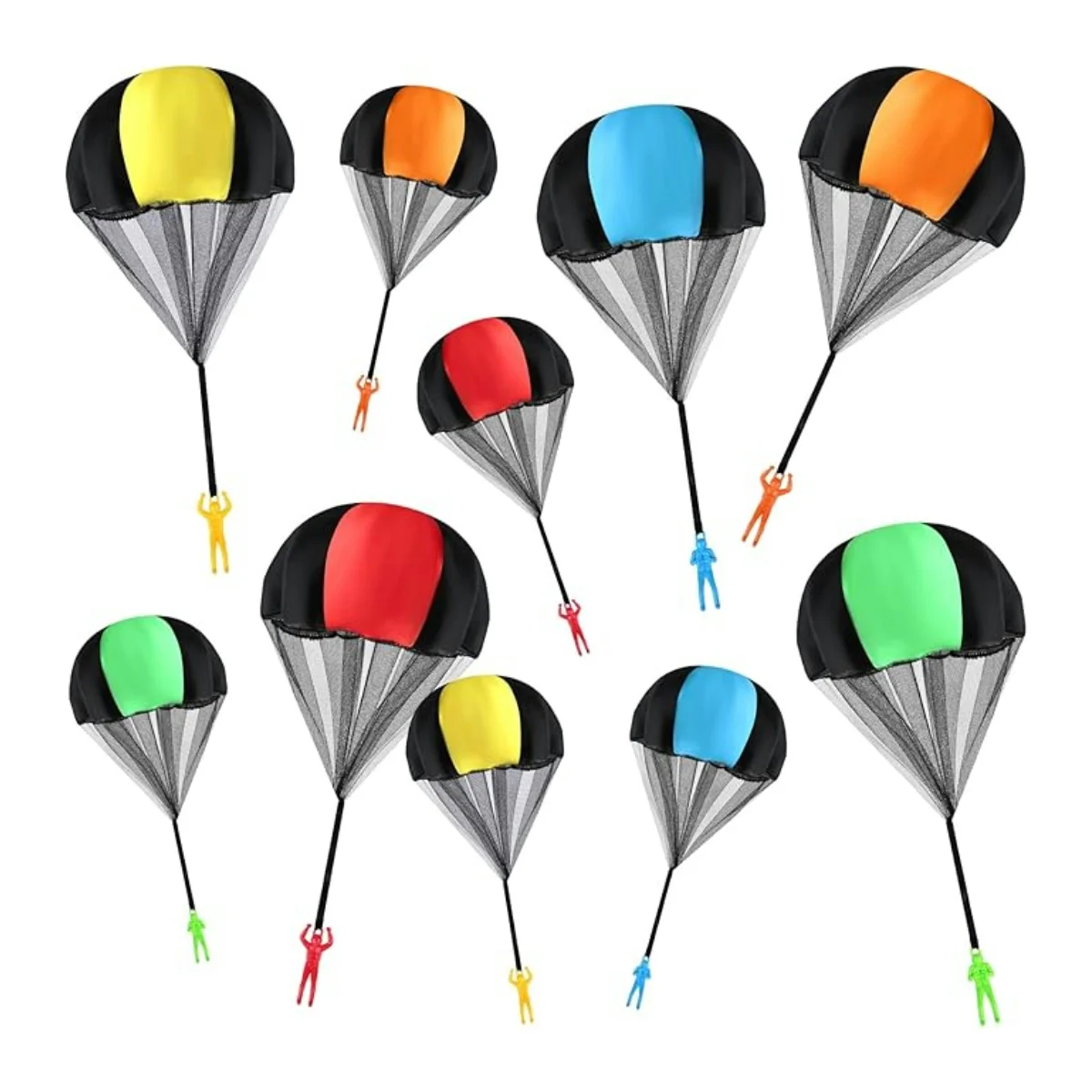 10PCS Hand Throw Parachute Flying Toys ,Tangle Free Outdoor Landing ...