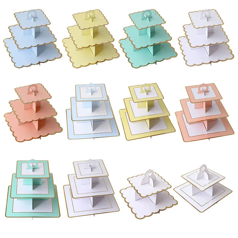 일회용 3 층 디저트 테이블 디스플레이 스탠드 디저트 랙 트레이 생일 장식 패스트리 테이블 배열 Aliexpress