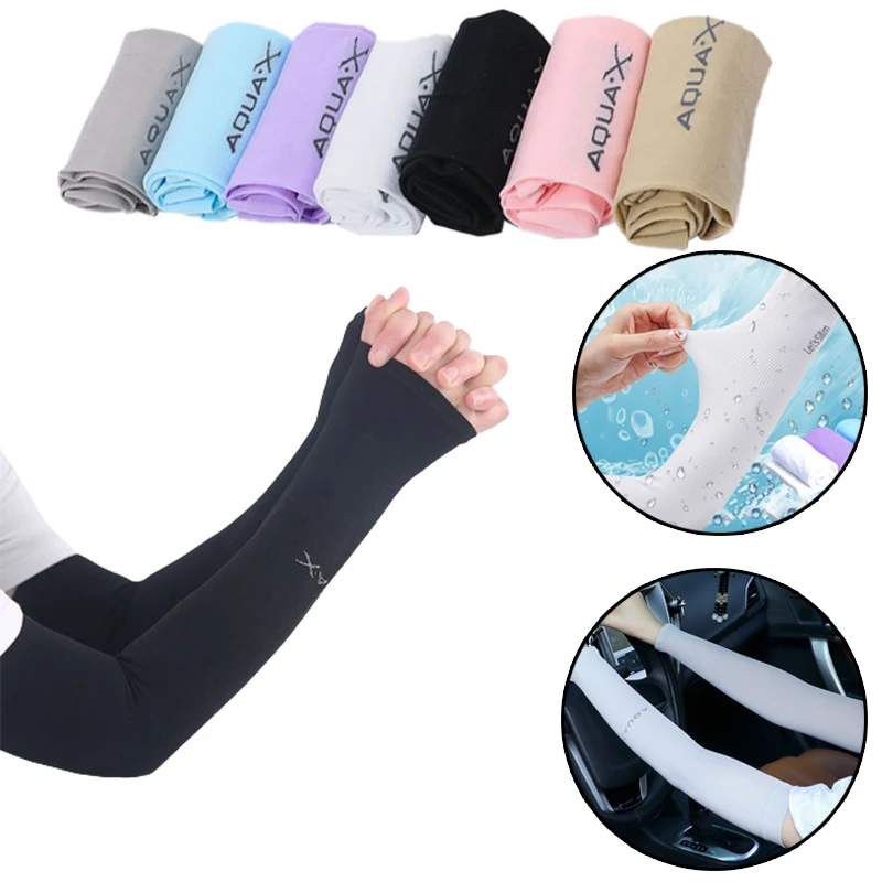 Summer-Cooling-Arm-Sleeves-UV-Sun-Protection-Women-Men-Cycling-Driving ...
