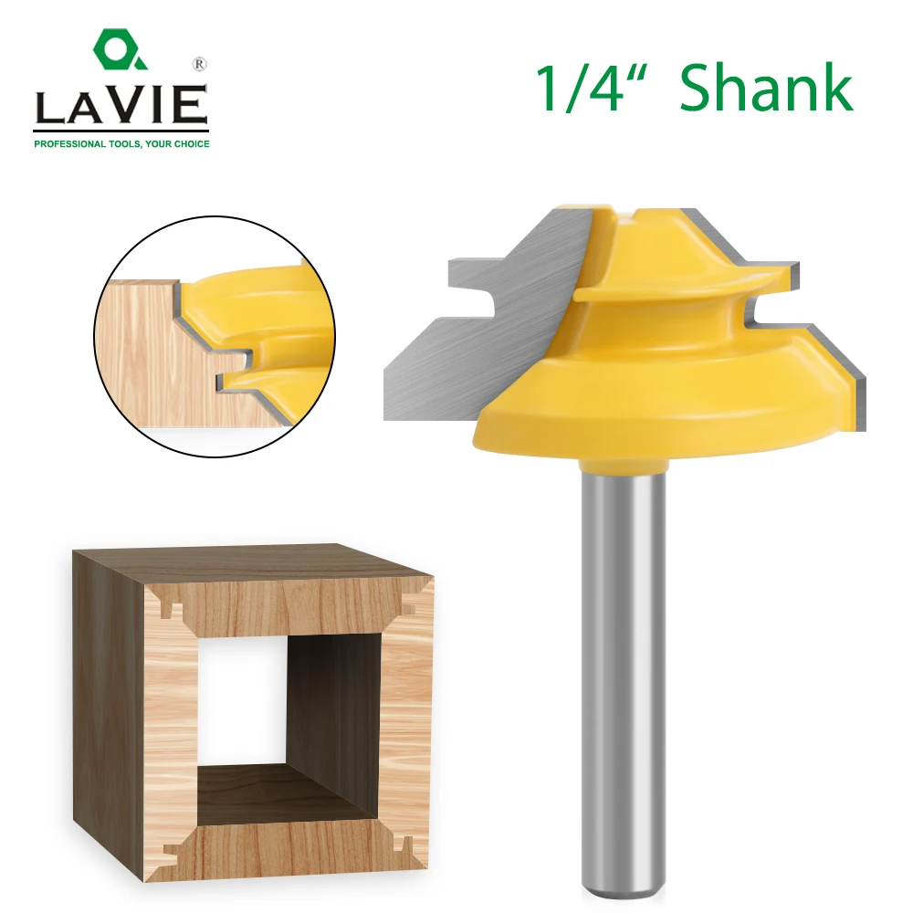 LAVIE 1PC 1/4 Inch Shank 45 Degree 1/2 Stock Lock Miter Router Bit ...