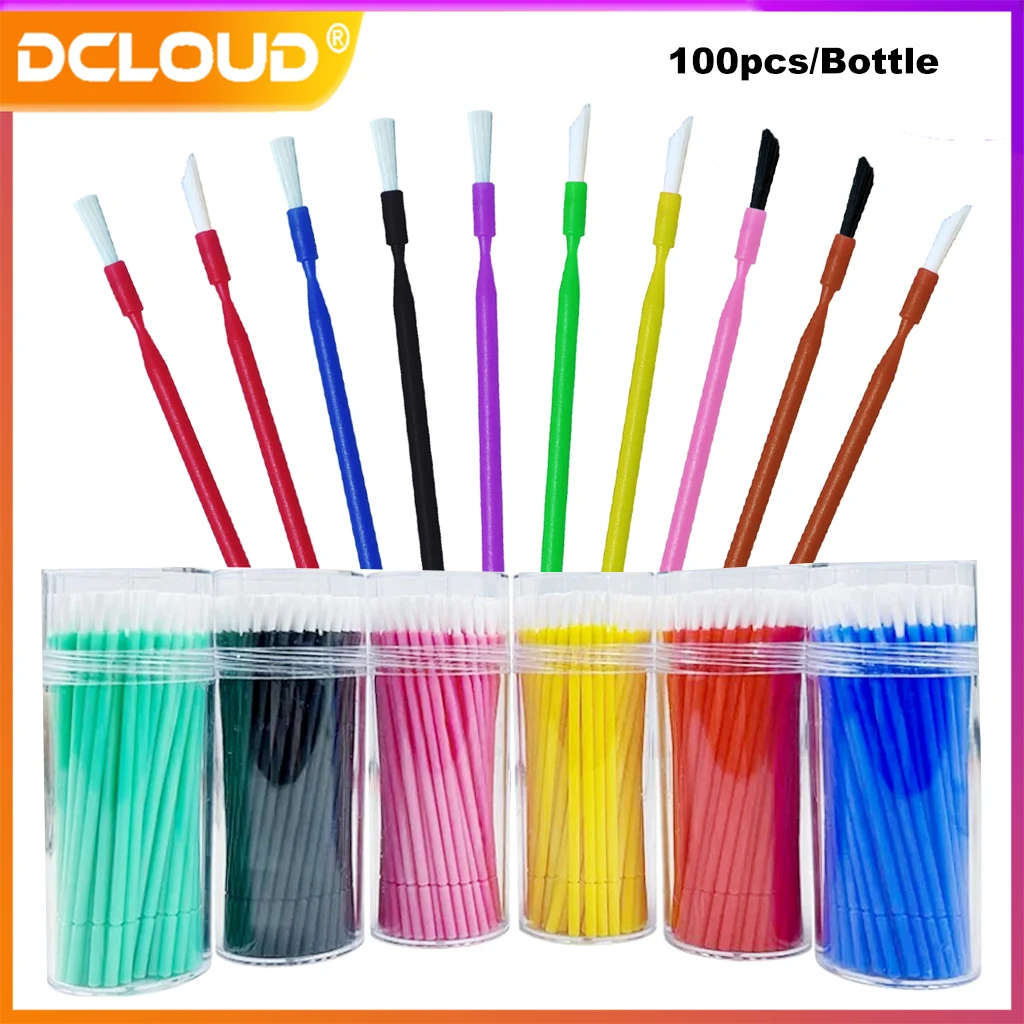 100PCS-Bottle-Dental-Disposable-Micro-Brushes-Bendable-Long-Shank ...