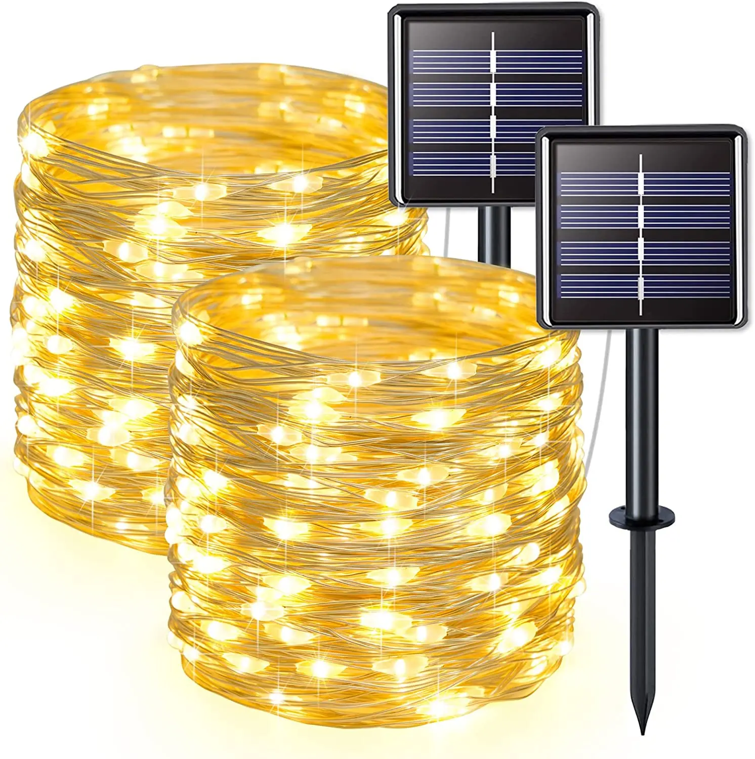 2 pacote solar luzes de fadas 300led luzes da corda solar ao ar livre à ...