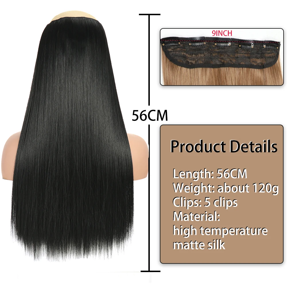 Mèche extensions,Extensions de cheveux synthétiques, 5 Clips, postiche ...