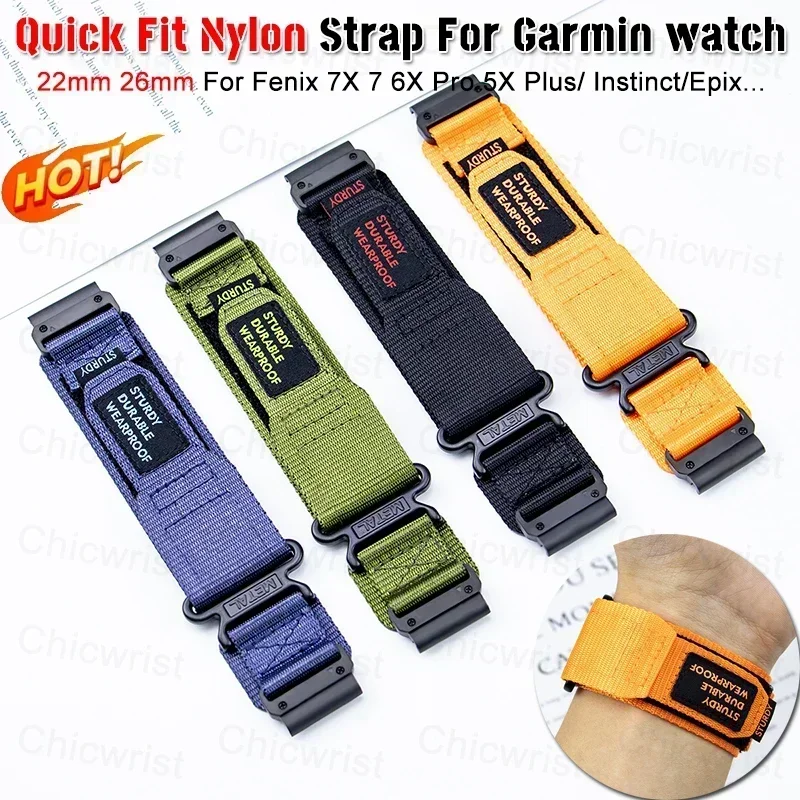 For Garmin Nylon Strap Fenix 5 5X Plus 7X 6 6X Pro 3 HR 22mm 26mm ...
