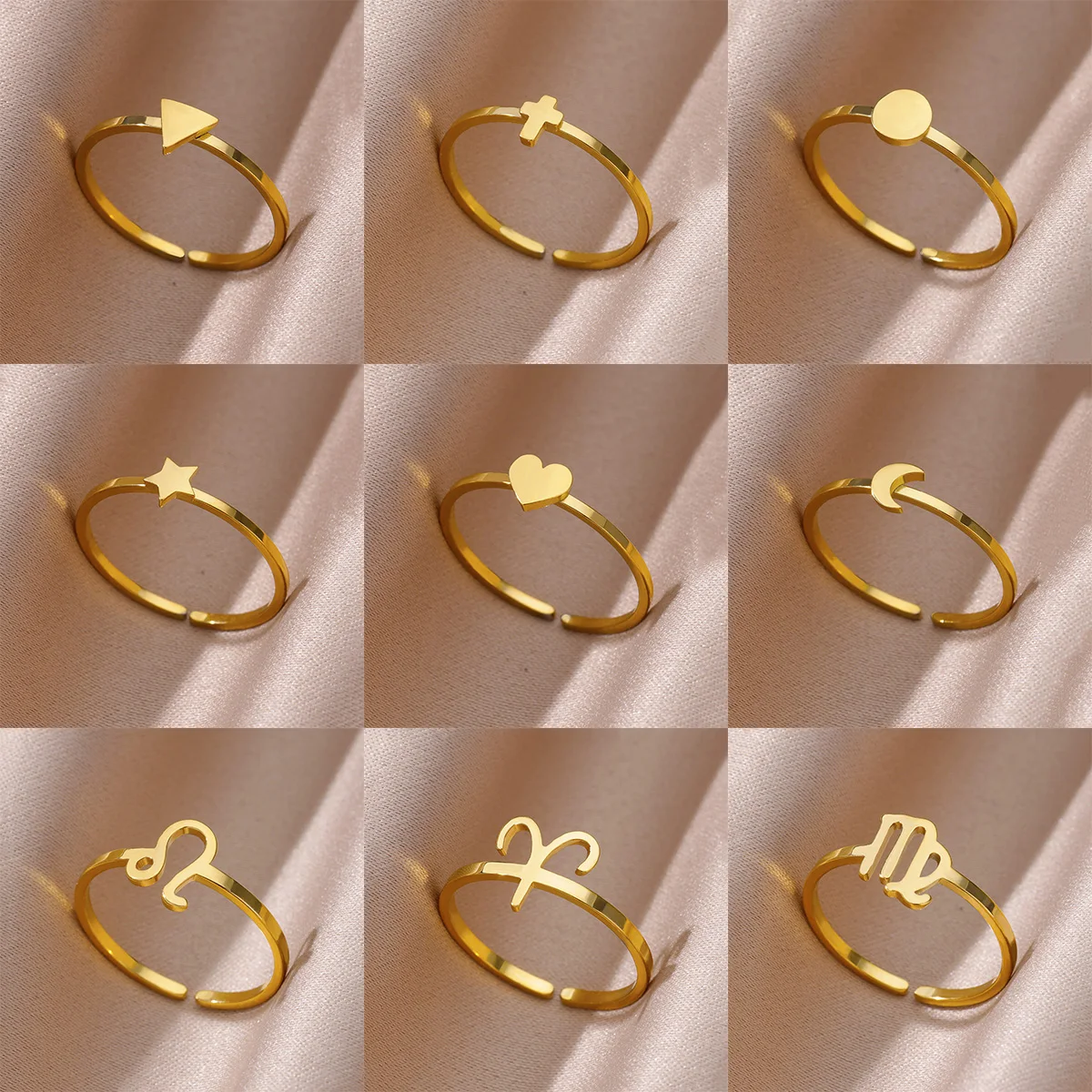 Stainless-Steel-Rings-For-Women-Men-Gold-Color-Sun-Moon-Star-Heart ...