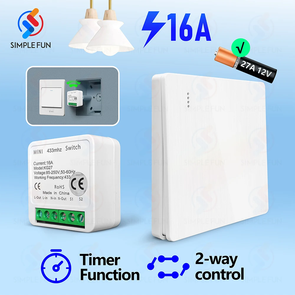 433Mhz-16A-Wireless-Light-Switch-with-Timing-Function-110V-220V-RF ...
