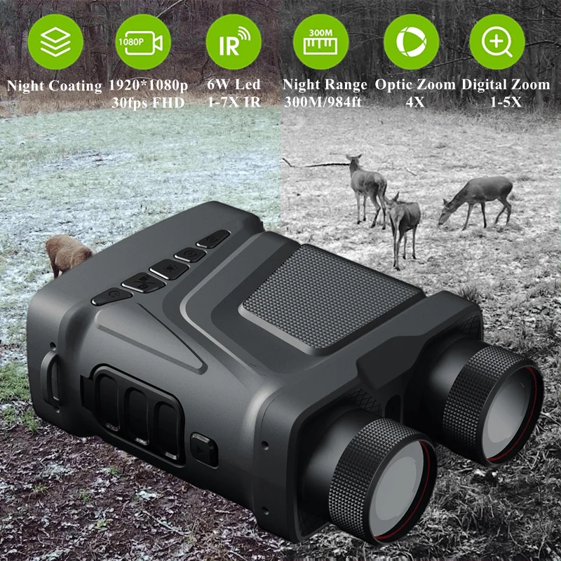 Night Vision Binoculars R12 Night Range 300m Camera Record FHD Video 7 ...