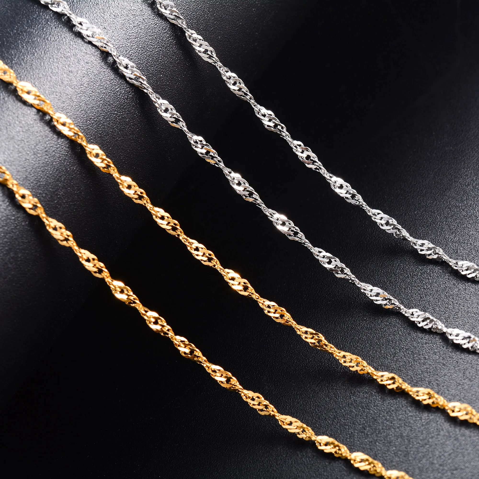 Dainty-2mm-Stainless-Steel-Link-Water-Wave-Chain-Thin-Necklace-for ...