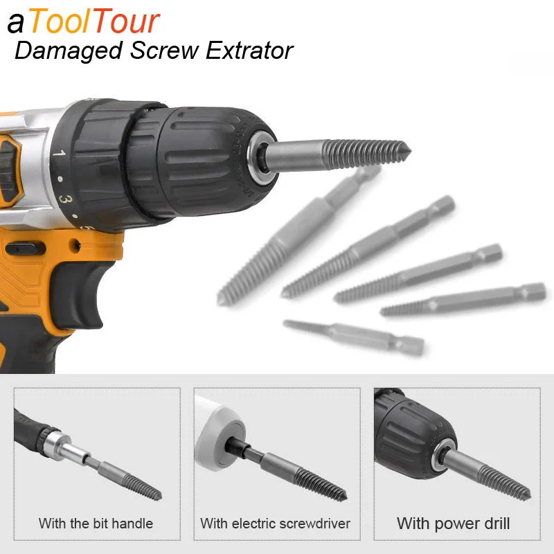 Damaged-Screw-Extractor-Set-Hex-Shank-Quick-Release-Broken-Strip-Bolt ...