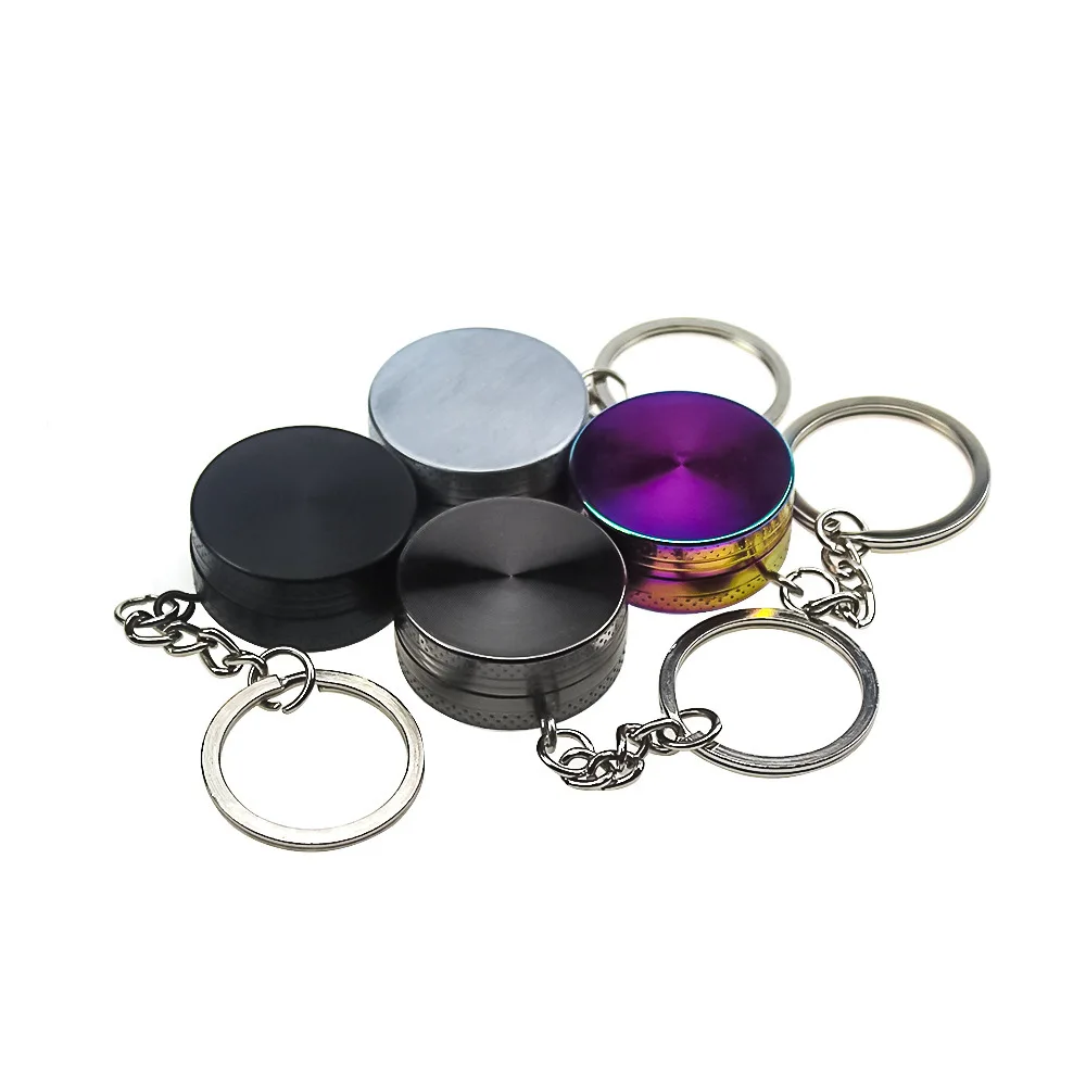 30mm Mini Herb Tobacco Grinder Crusher with Keychain 2-layers Cigarette ...